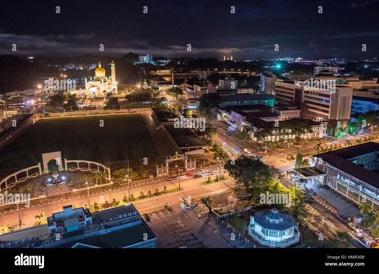 View over downtown Bandar across Taman Haji Sir Muda Omar Ali ...