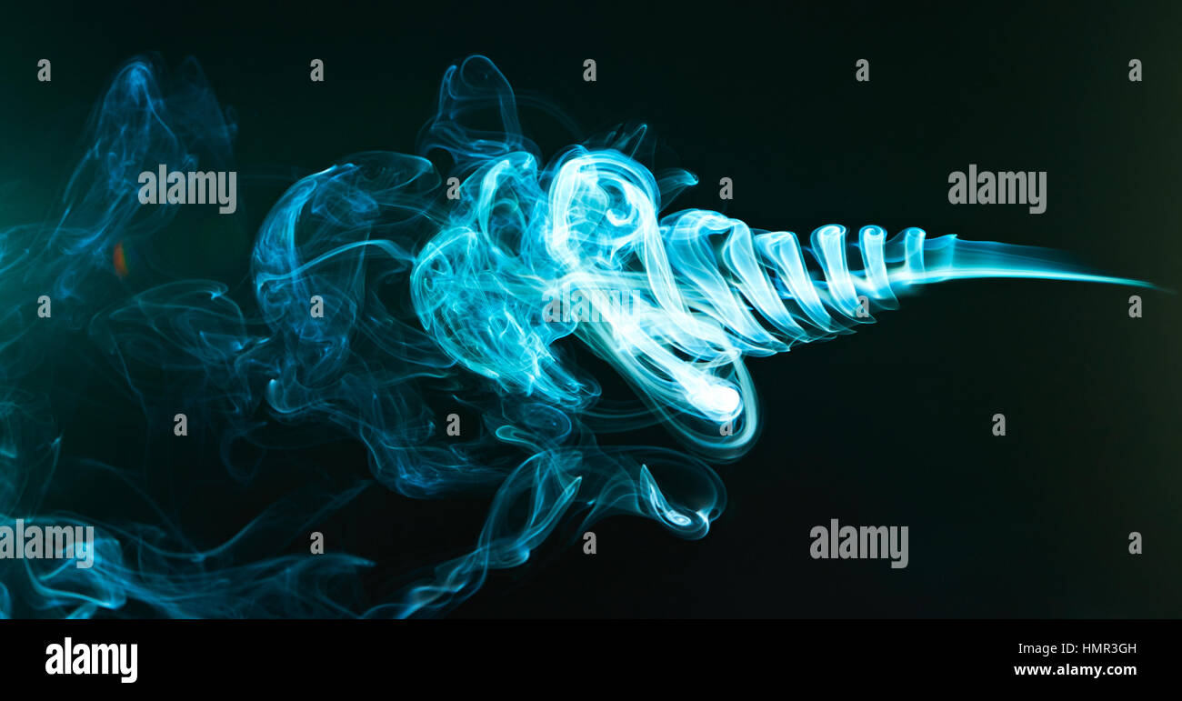 green smoke wave isolated on black background Stock Photo - Alamy