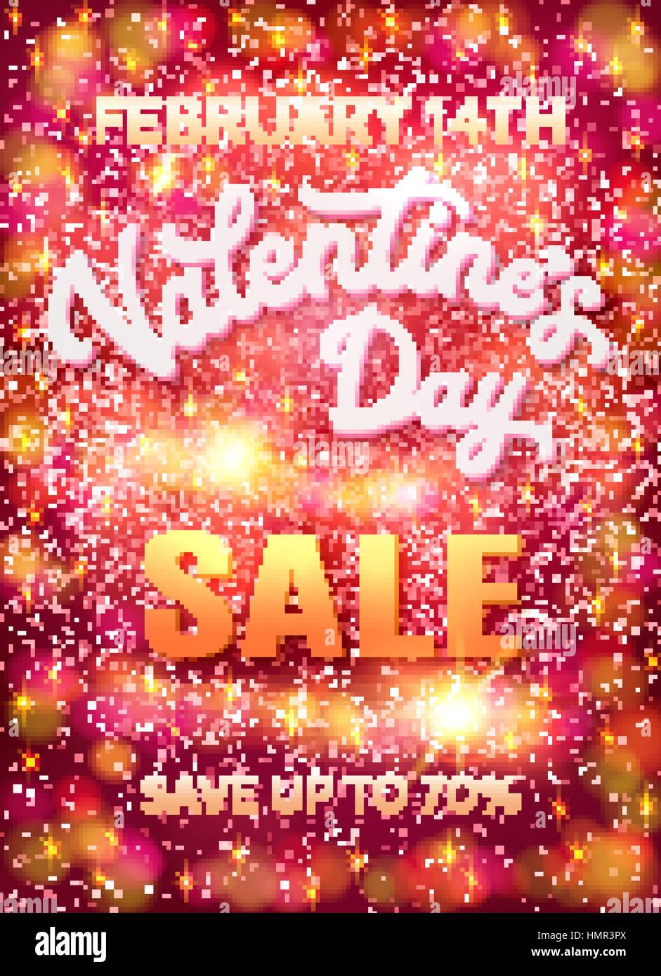 Valentines day sale poster template on abstract background with hearts ...