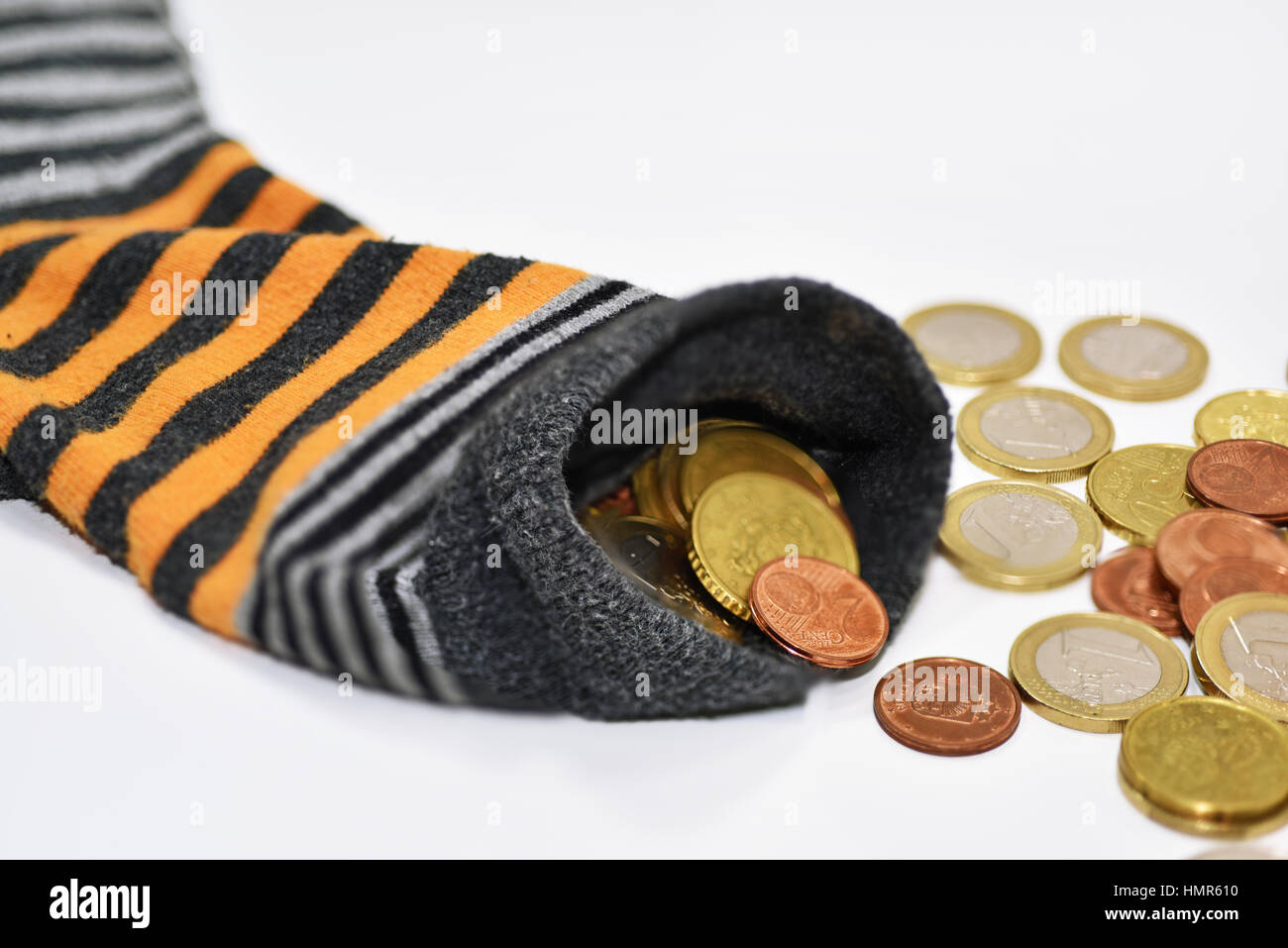 Money in sock Stock Photo - Alamy
