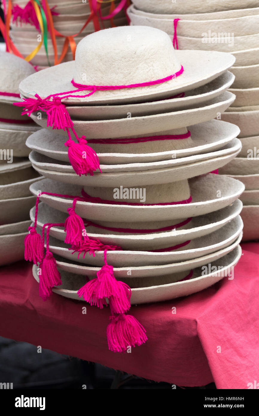 traditional hats in the Otavalo market Ecuador Stock Photo - Alamy