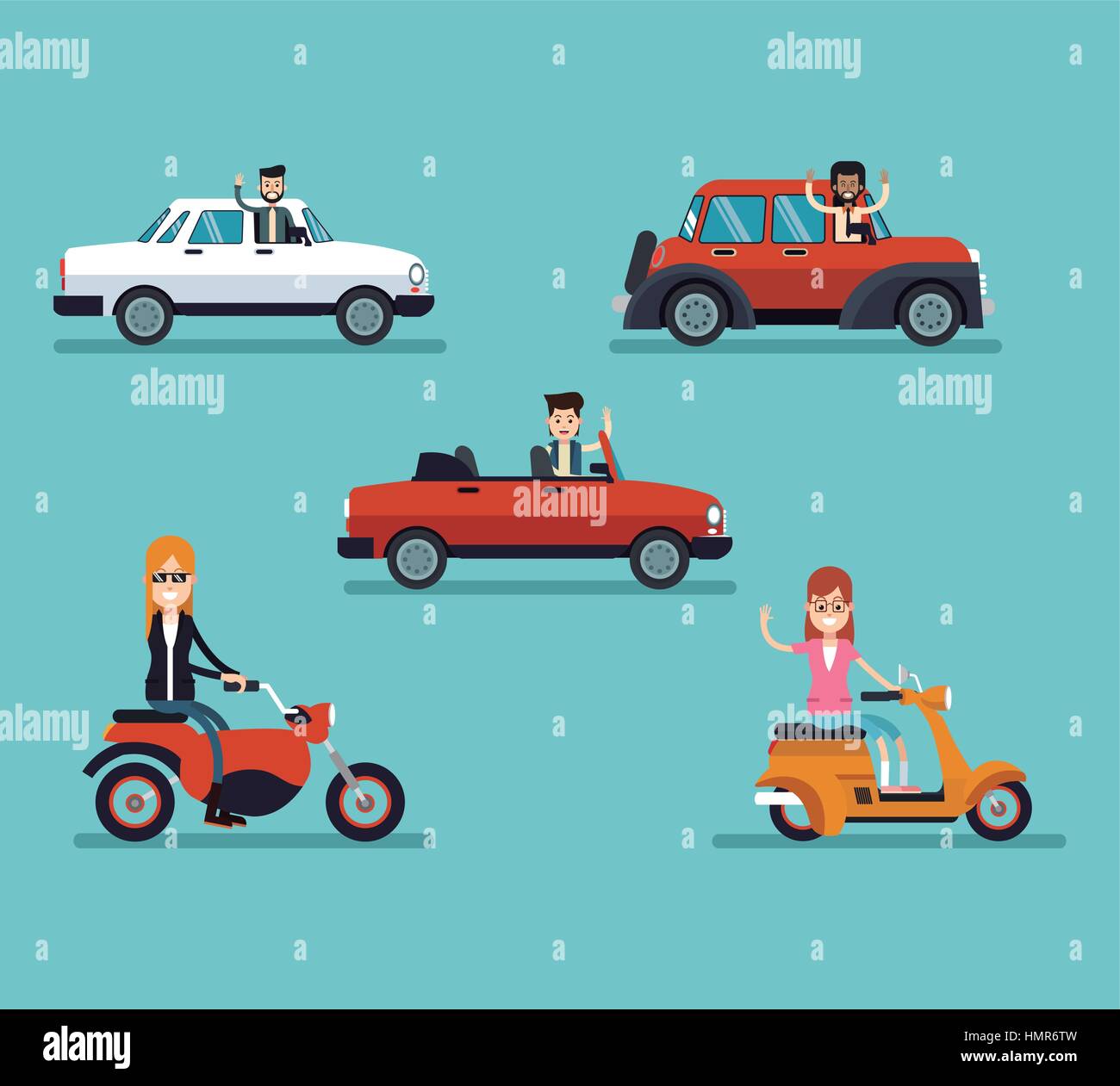 People driving bike car Stock Vector Images - Alamy