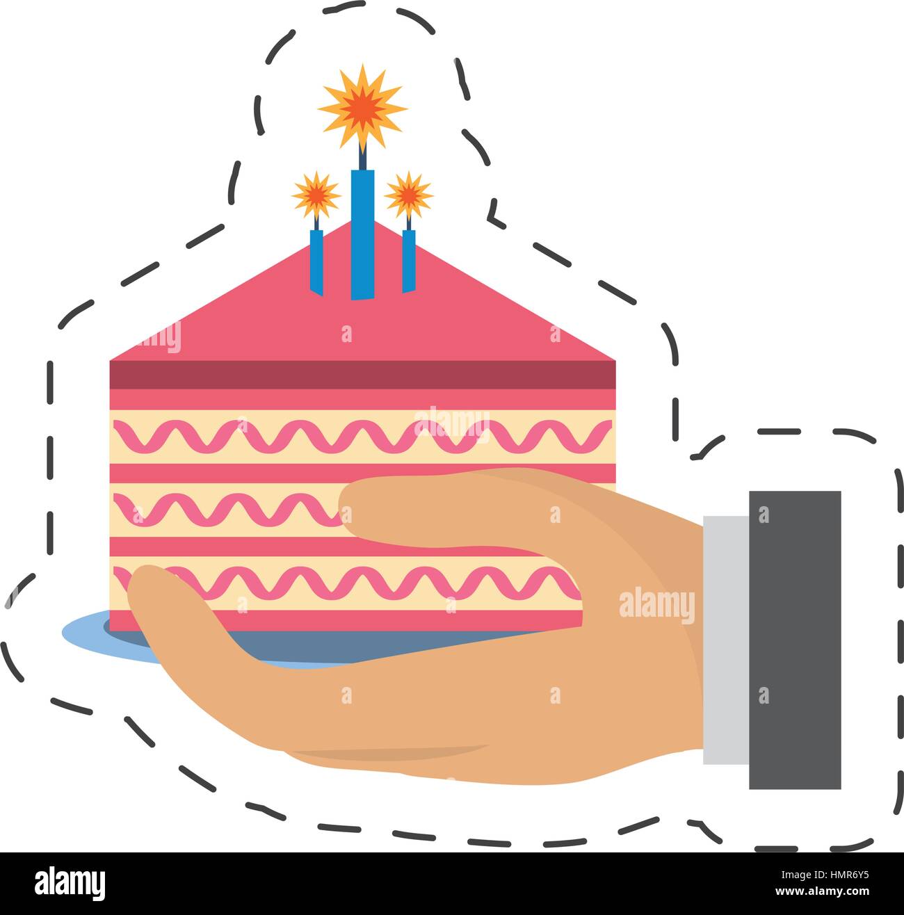 party piece cake in hand icon image Stock Vector Image & Art - Alamy