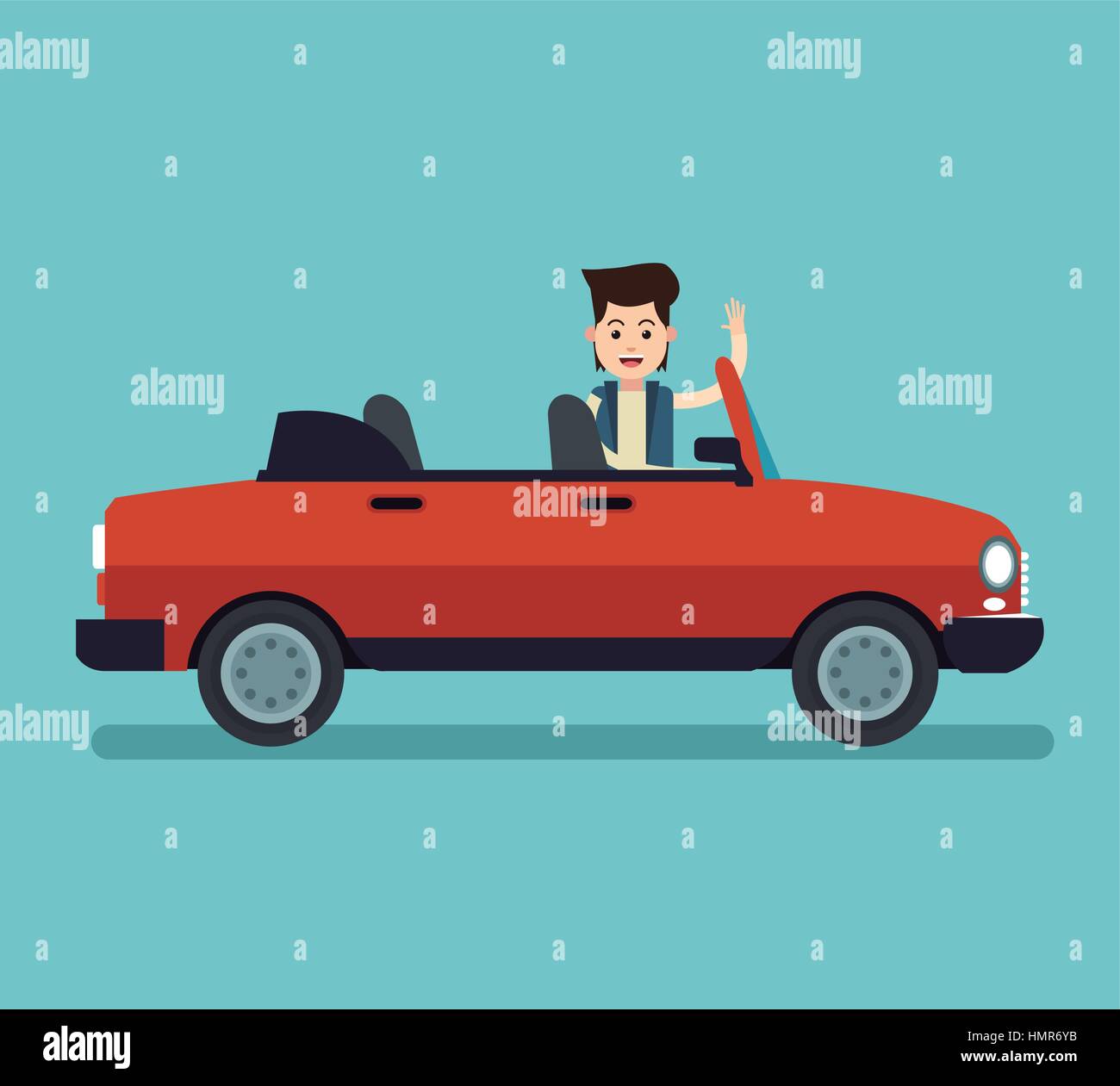 Couple car driving sunny smiling Stock Vector Images - Alamy