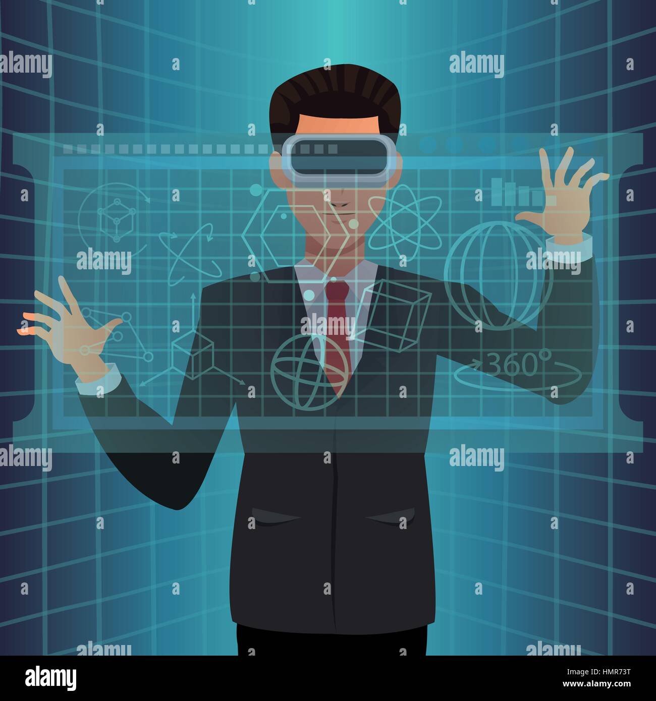 man with vr goggles touch diagram digital Stock Vector Image & Art - Alamy