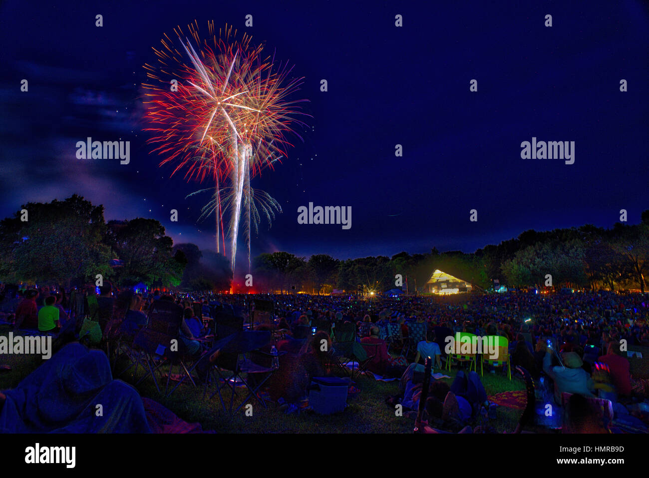 4th of July celebration and fireworks, Long Park, Lancaster, PA Stock ...