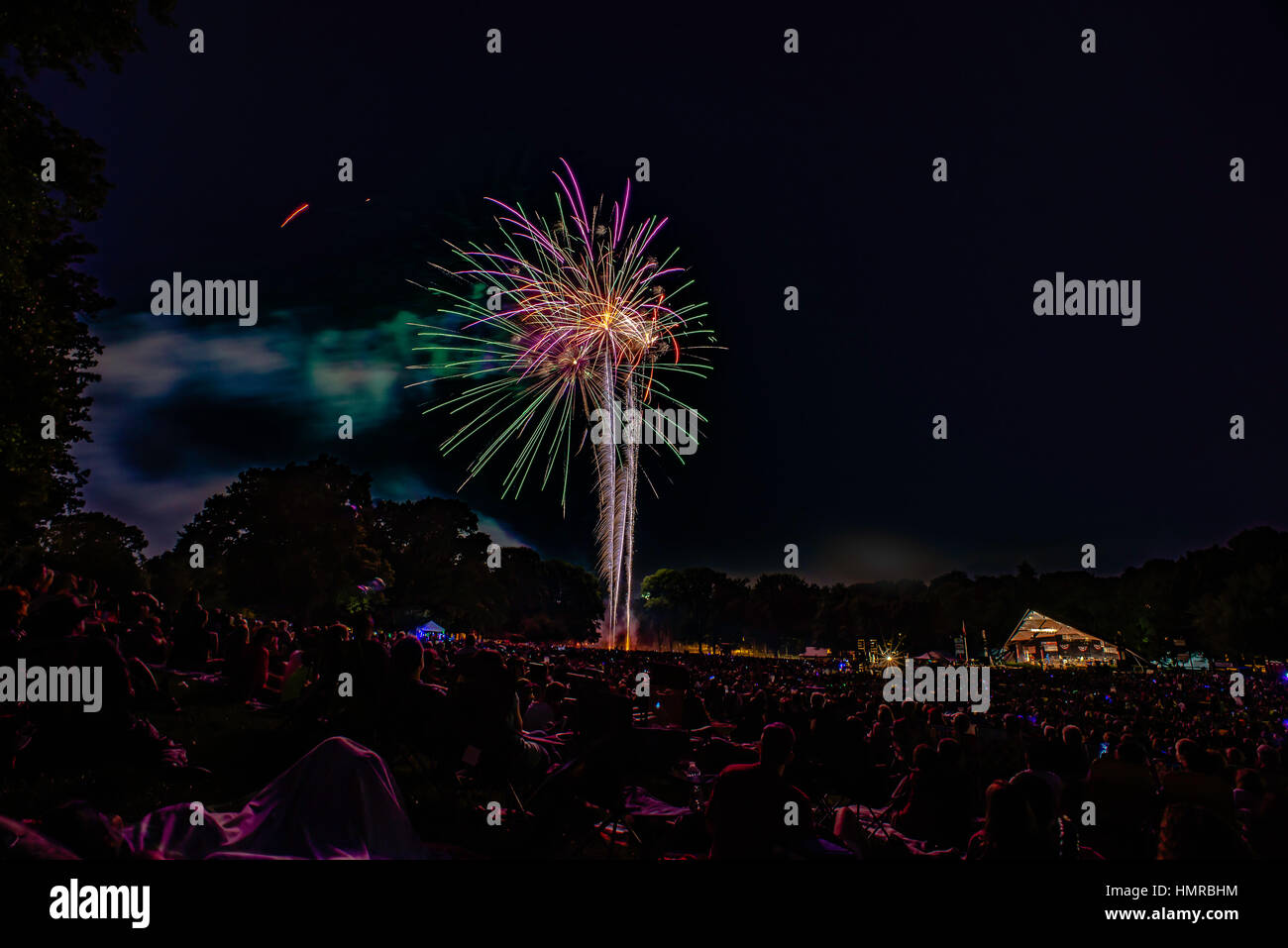 4th of July celebration and fireworks, Long Park, Lancaster, PA Stock ...