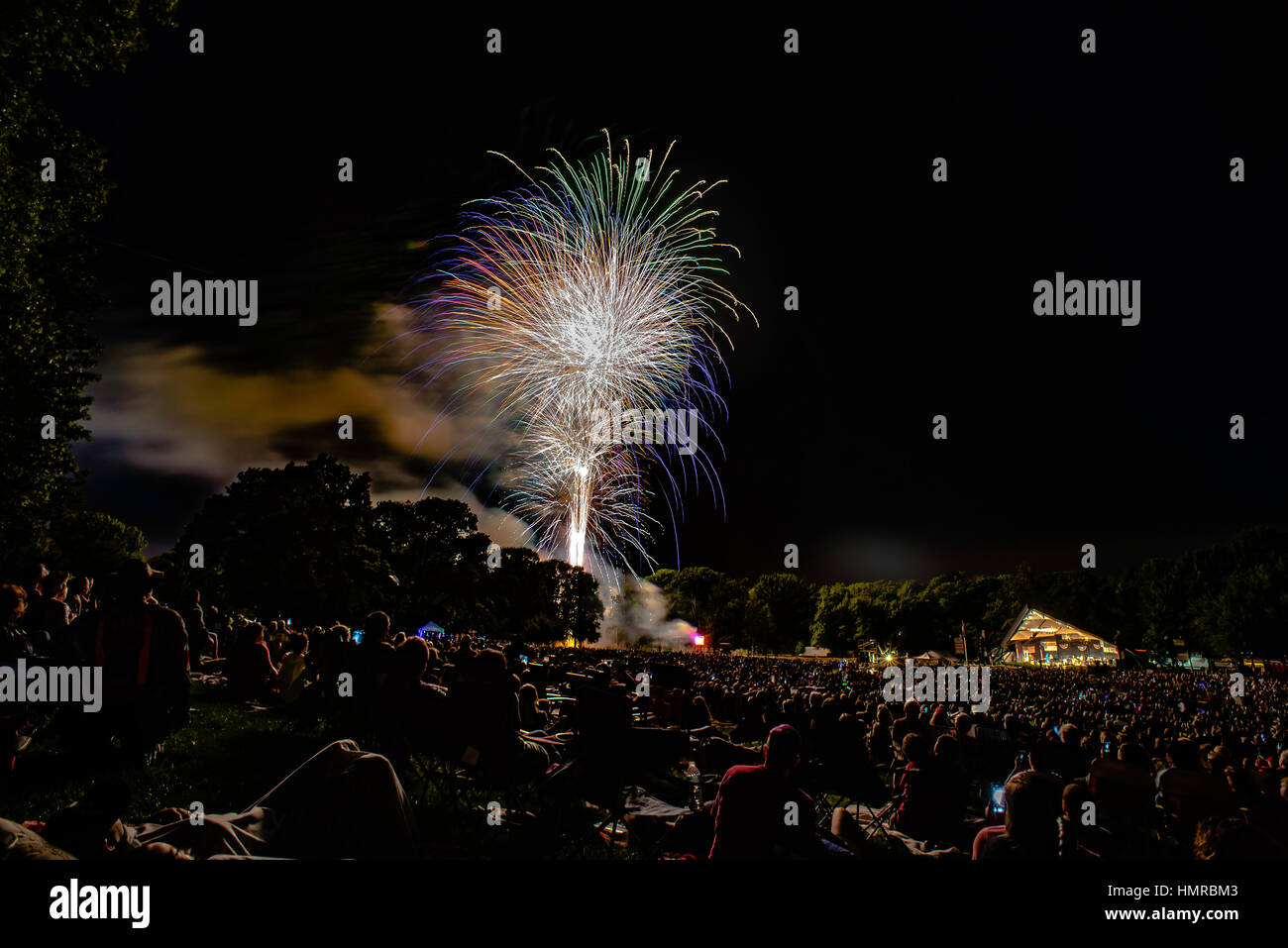 4th of July celebration and fireworks, Long Park, Lancaster, PA Stock ...