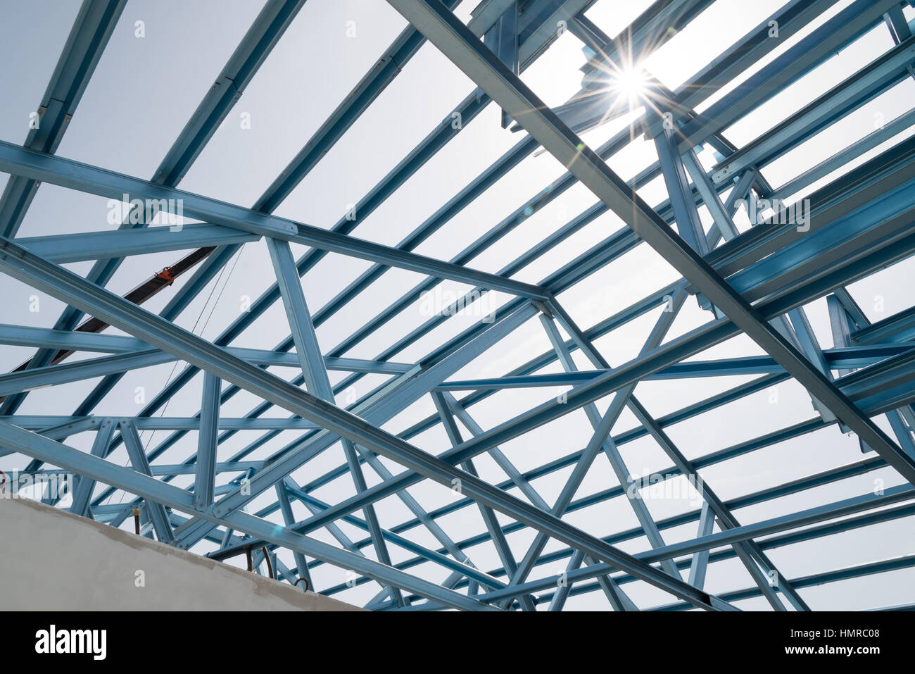 Structure of steel roof frame for building construction Stock Photo - Alamy