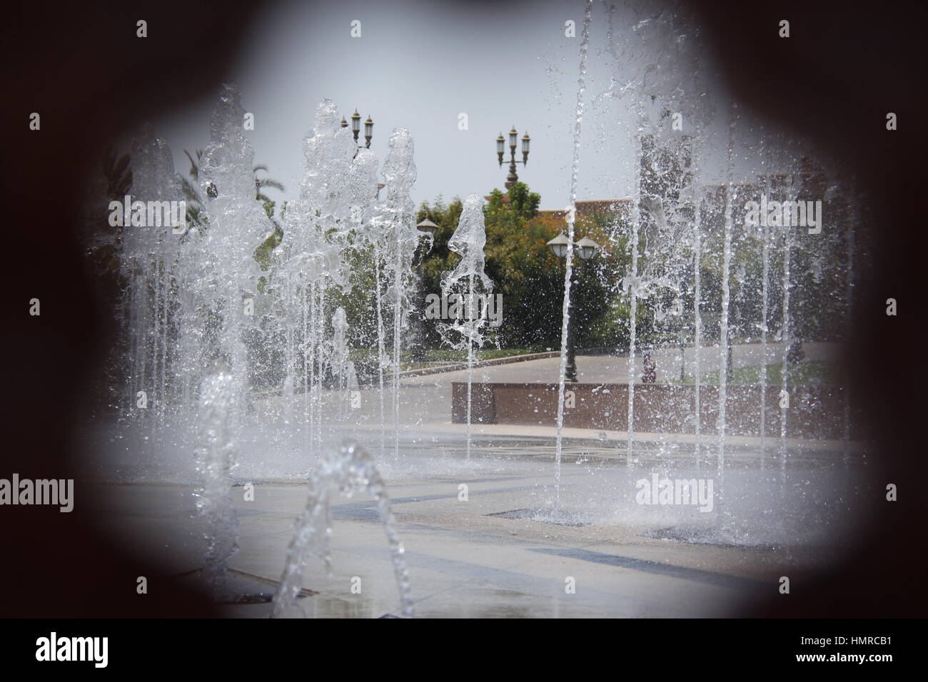 A black cadre for a set of water fountains. The cadre is from a shape ...