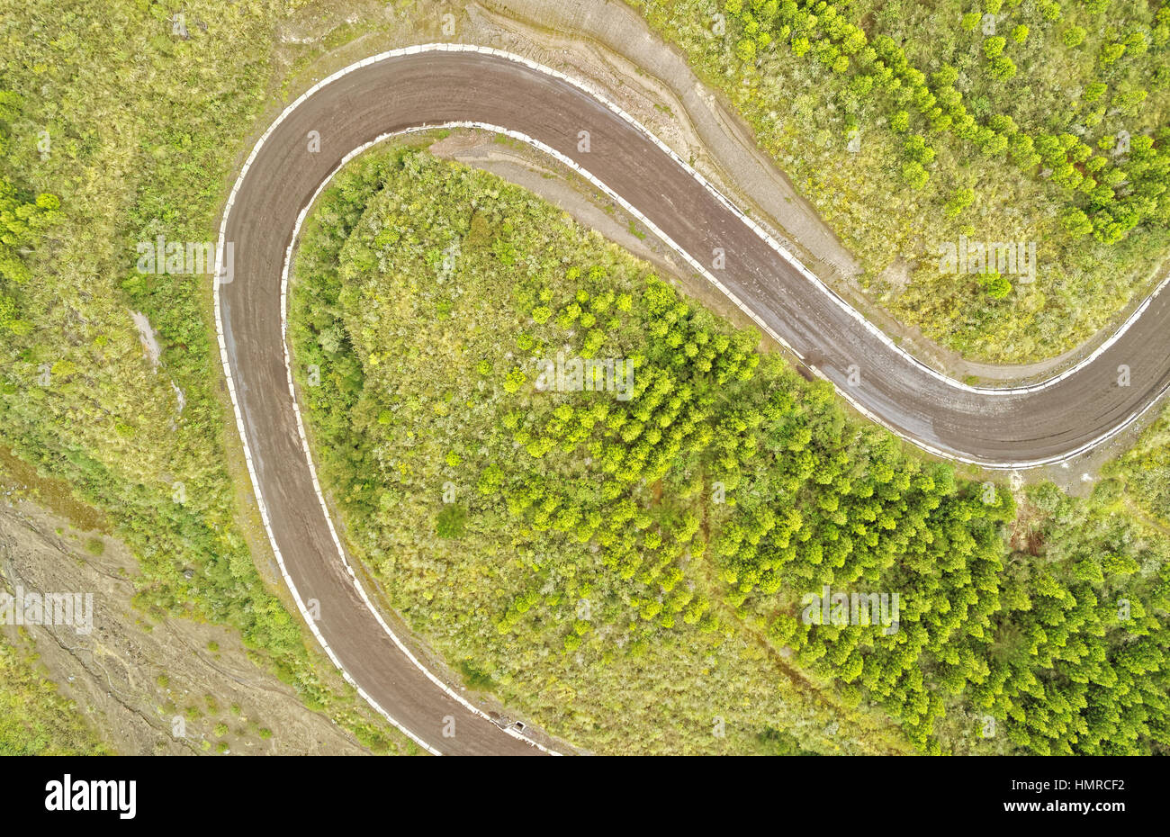 Aerial Shot Of An Unpaved Road Stock Photo - Alamy