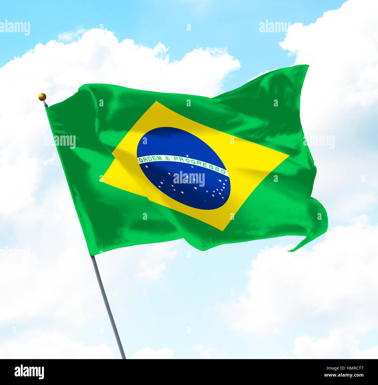 Flag of Brazil Raised Up in The Sky Stock Photo - Alamy