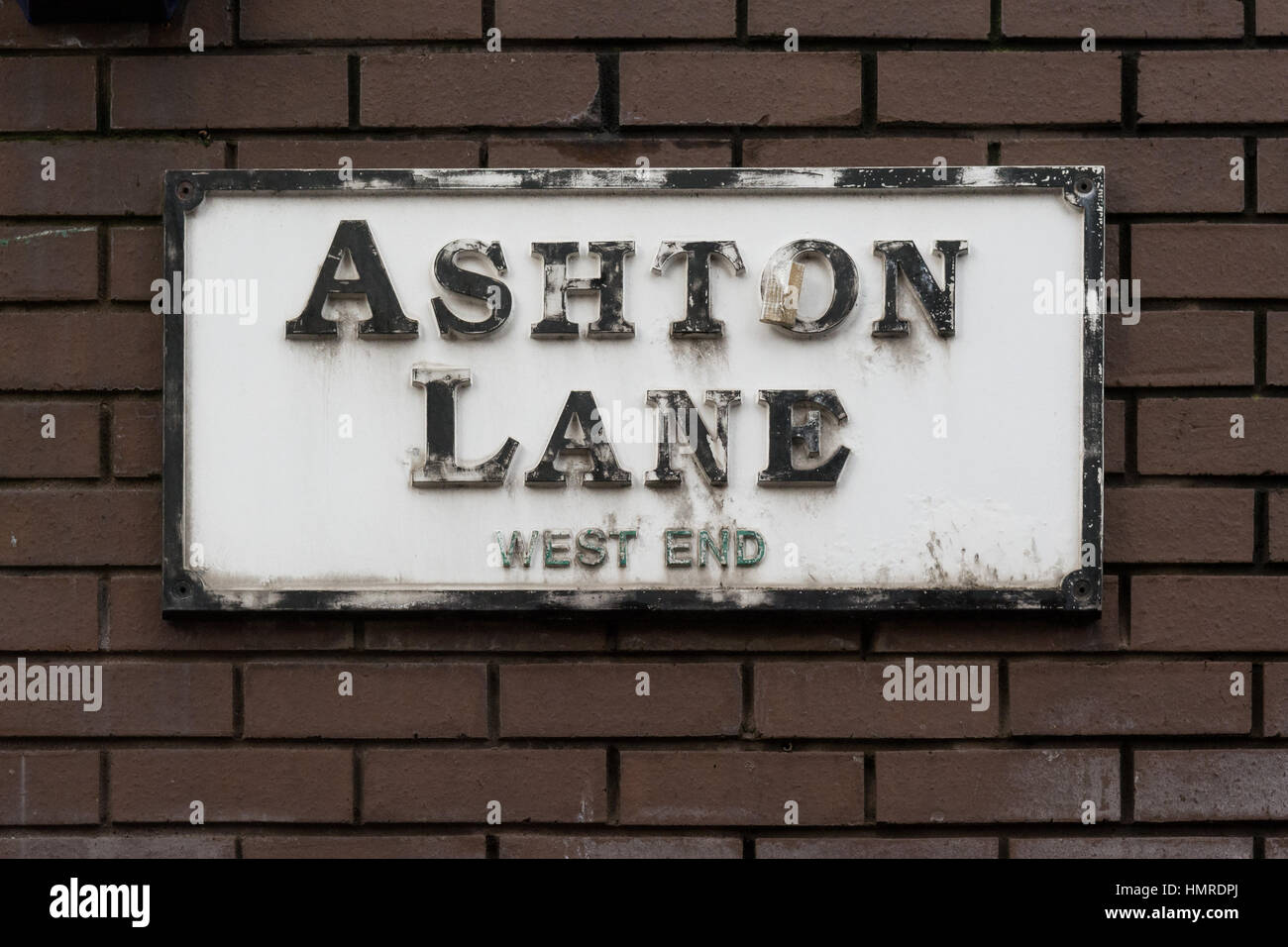 Glasgow West End - Ashton Lane sign Stock Photo - Alamy
