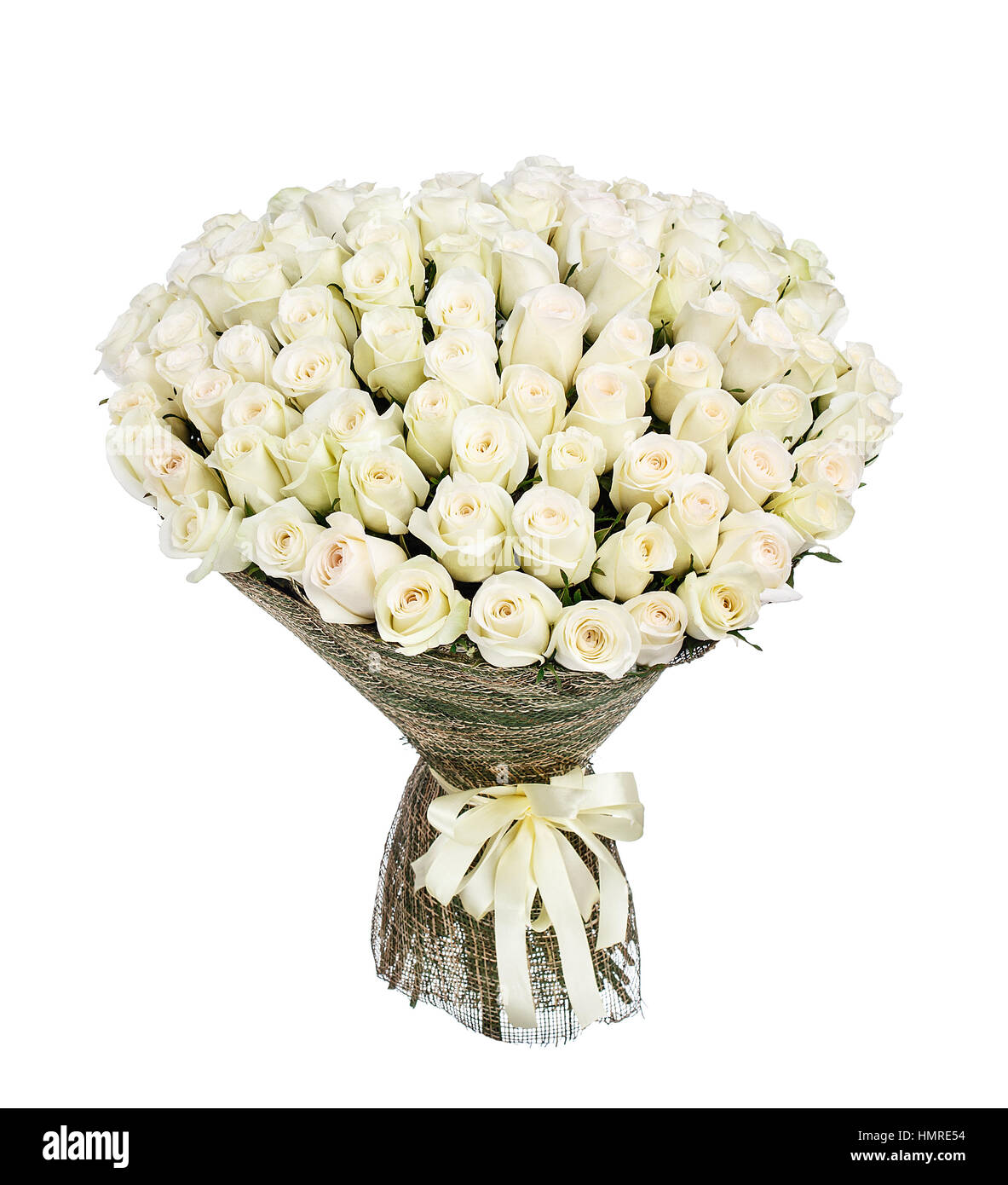 Flower bouquet of 100 white roses Stock Photo - Alamy