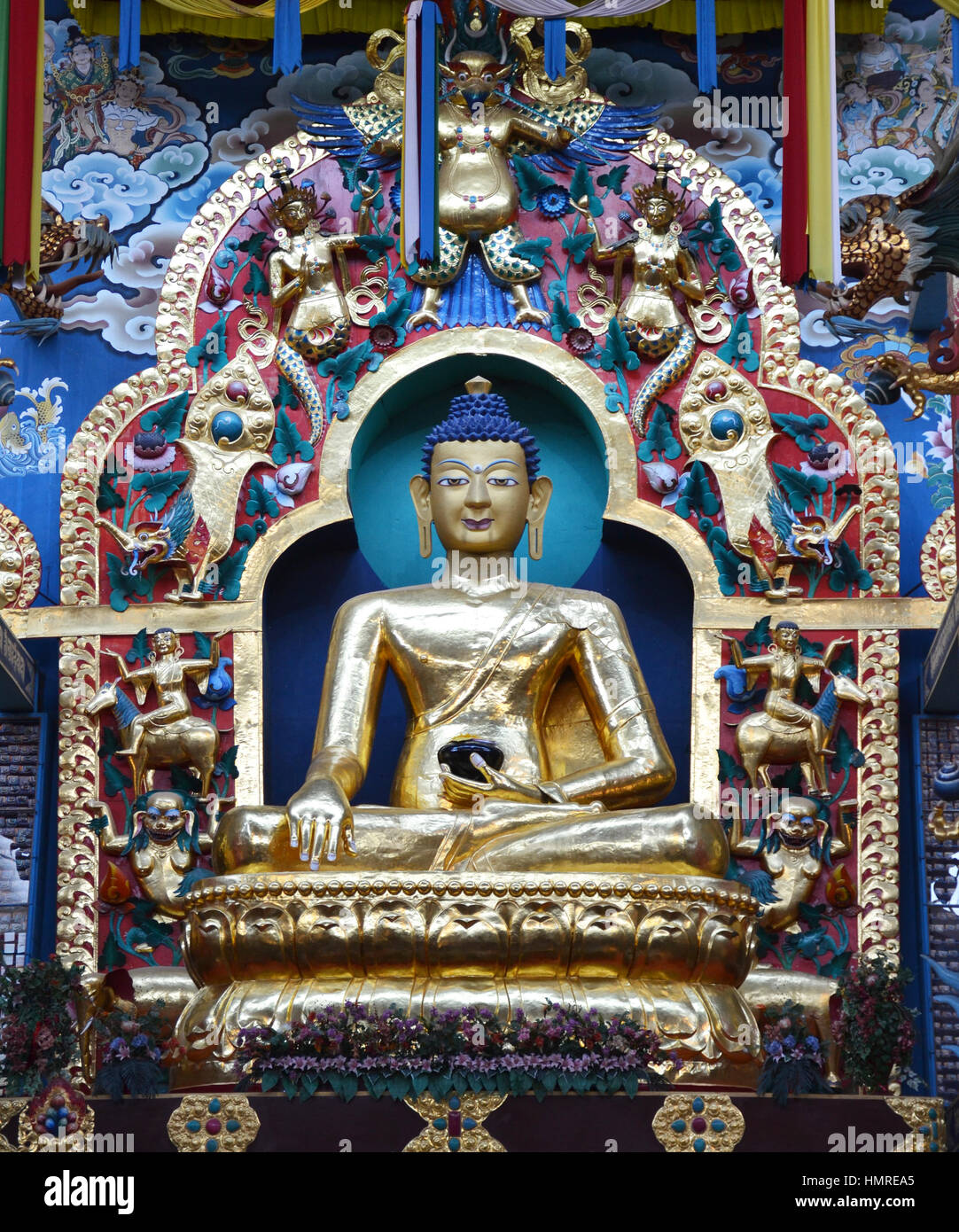 Buddha statues in a Tibetan monastery Stock Photo - Alamy