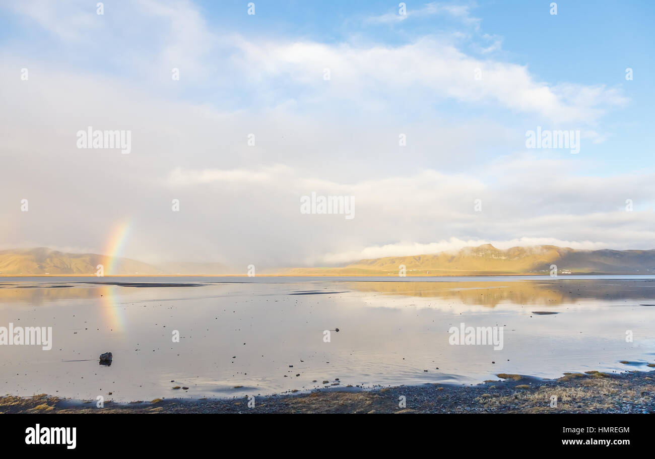 Reynisfjara shore, Iceland, reflections Stock Photo - Alamy
