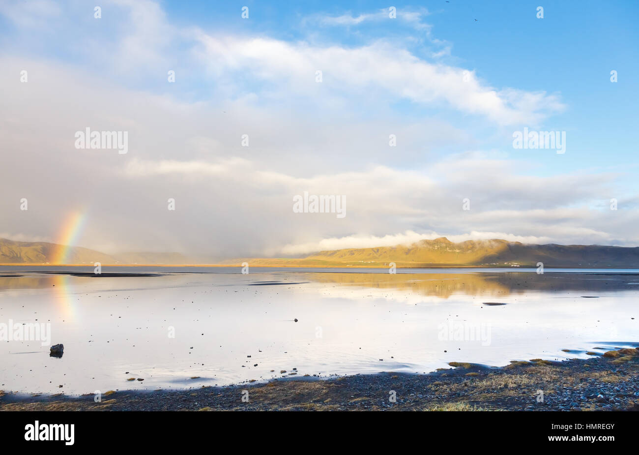Reynisfjara shore, Iceland, reflections Stock Photo - Alamy