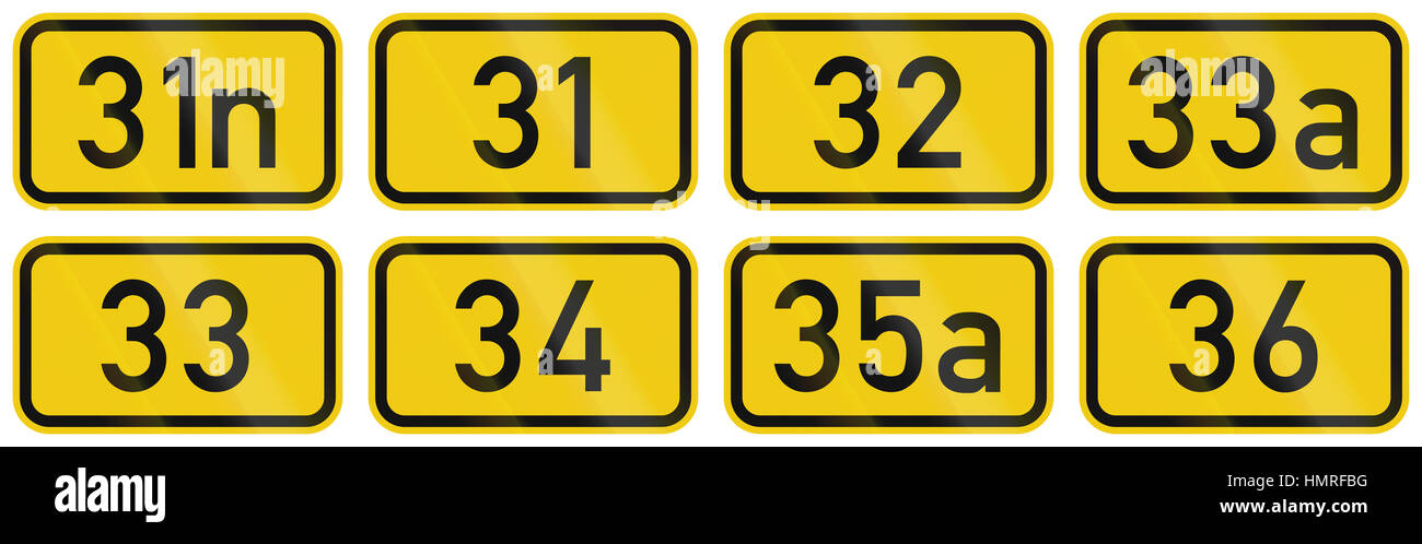 Collection of Numbered highway shields of German Bundesstrassen ...