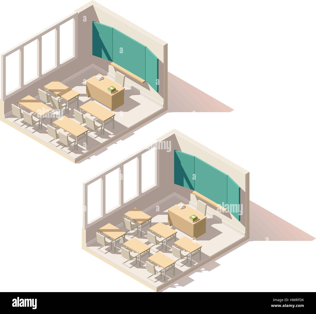Vector isometric low poly school classroom Stock Vector Image & Art - Alamy