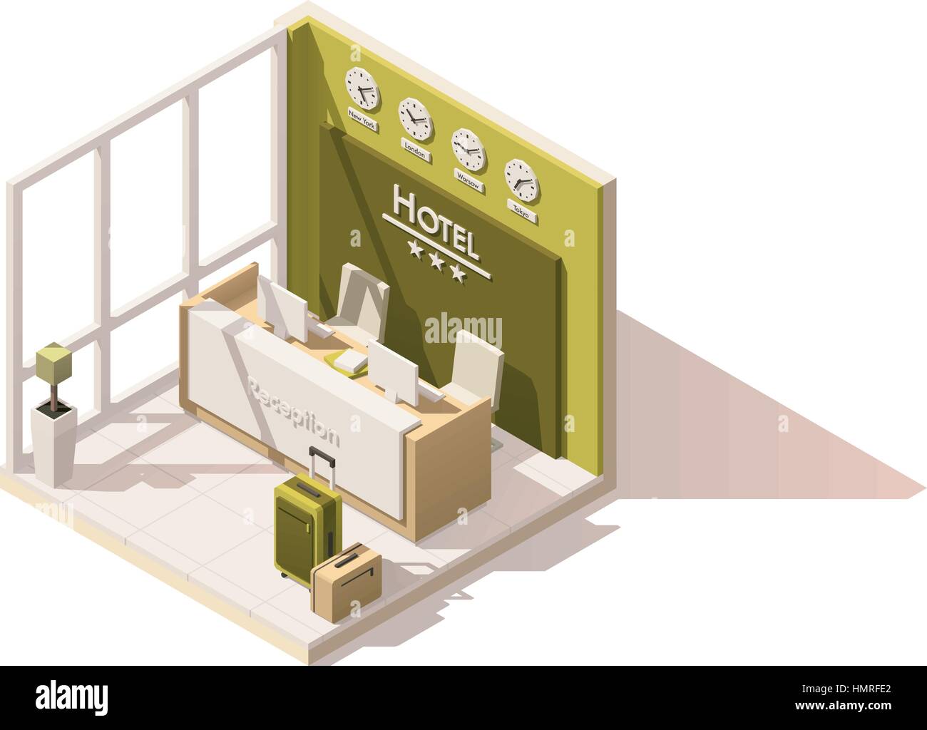 Vector isometric low poly hotel reception icon Stock Vector Image & Art ...