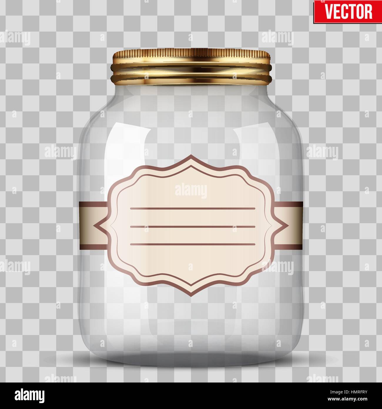 Glass Jar for canning and preserving with sticker label. Vector ...