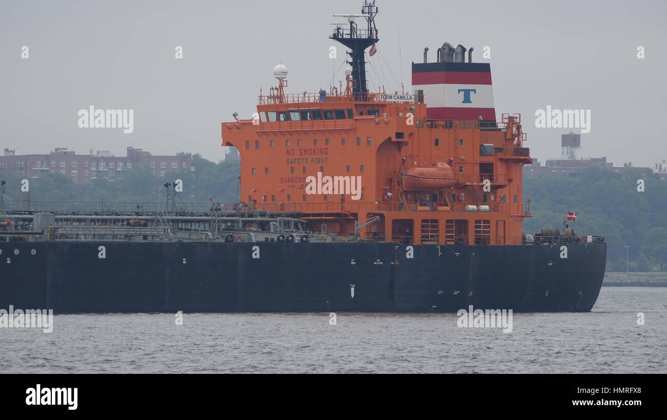 Cargo Ship In Haze Stock Photo - Alamy