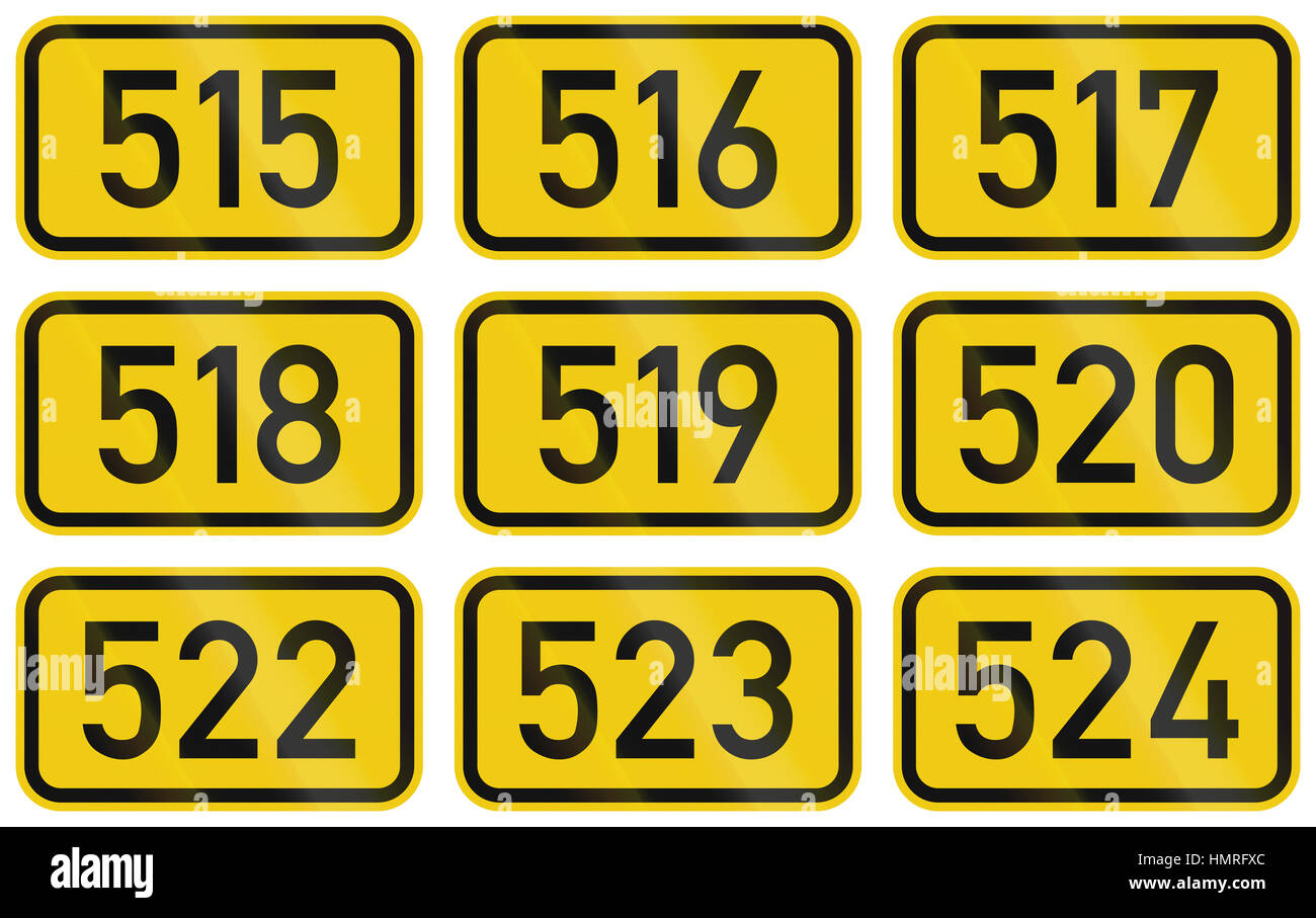 Collection of Numbered highway shields of German Bundesstrassen ...