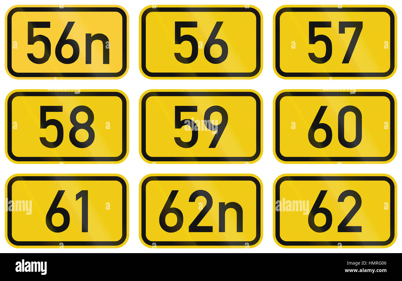 Collection of Numbered highway shields of German Bundesstrassen ...