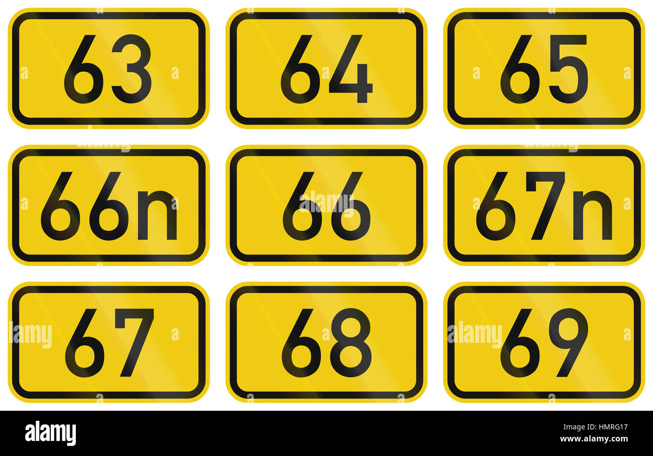 Collection of Numbered highway shields of German Bundesstrassen ...