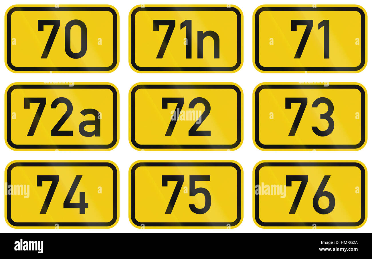 Collection of Numbered highway shields of German Bundesstrassen ...
