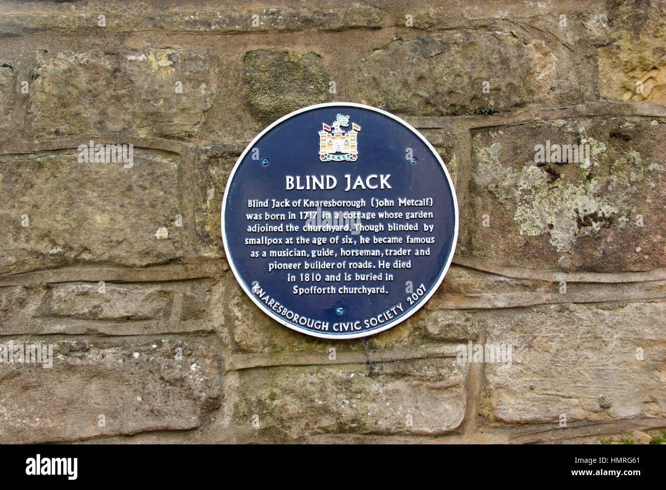 Plaque commemorating local character Blind Jack,Knaresborough,North ...