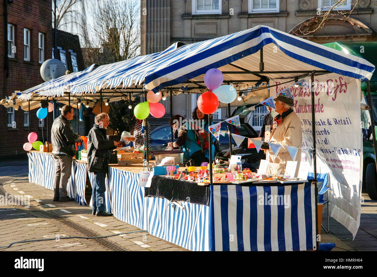 street market warwick uk Stock Photo - Alamy