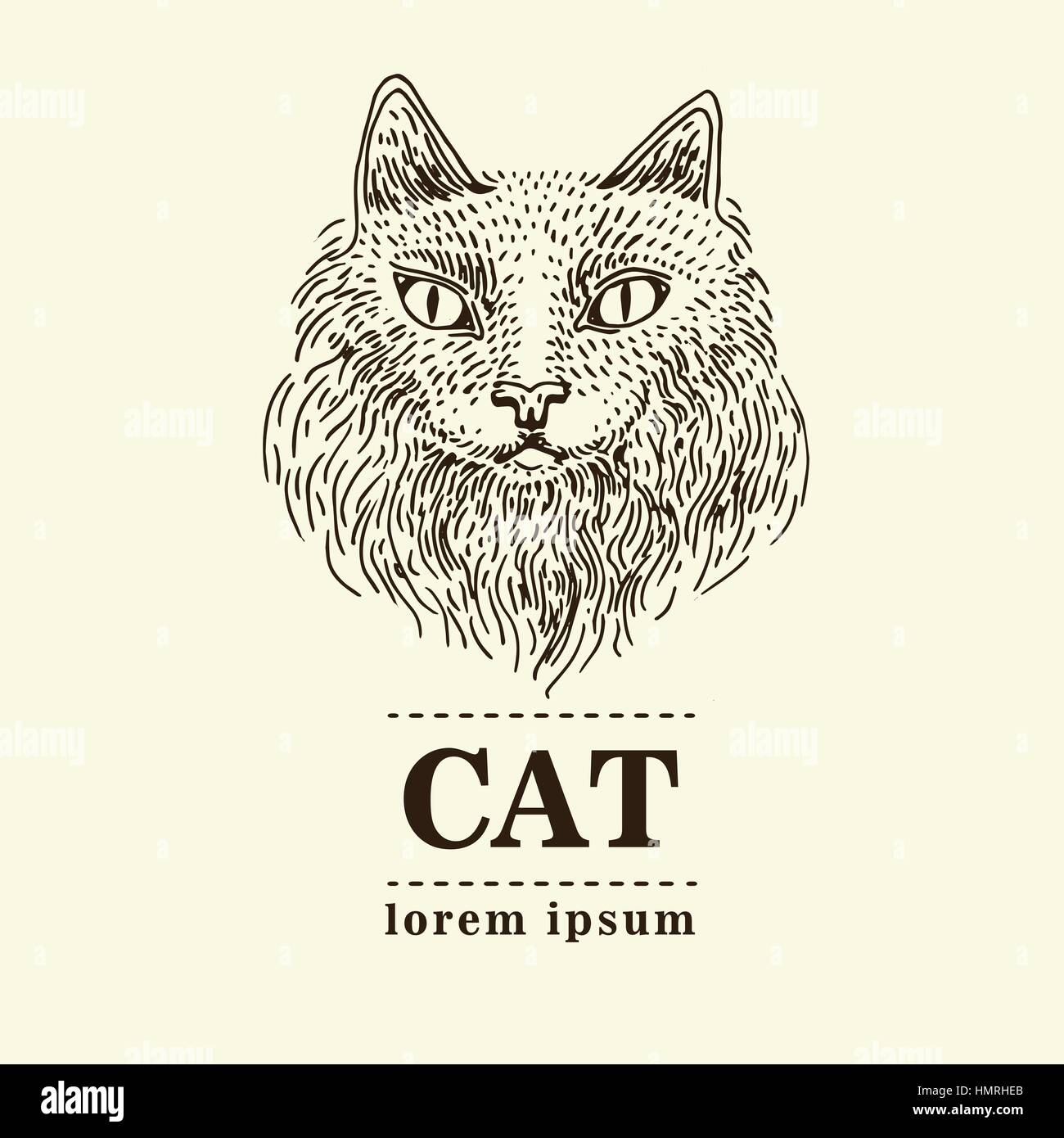 Cat art drawing high quality vector. Retro illustration Stock Vector ...