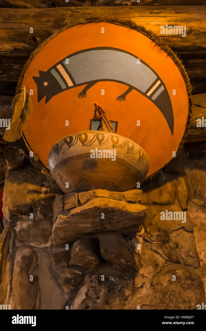 Shield design, based upon the Powamu Ceremony, used as lamp reflector ...