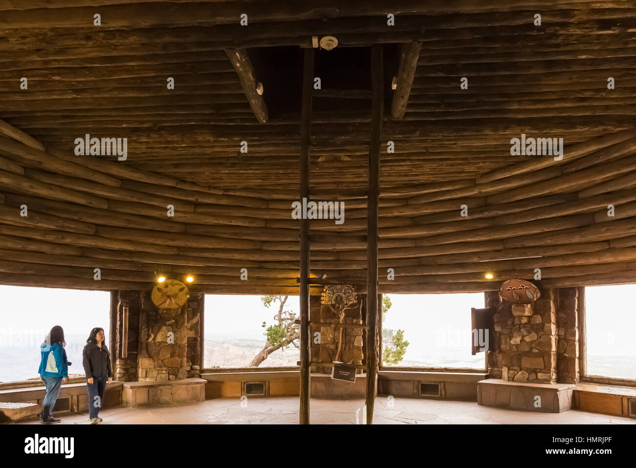 Cribbed ceiling, a traditional way of supporting a kiva roof, with ...