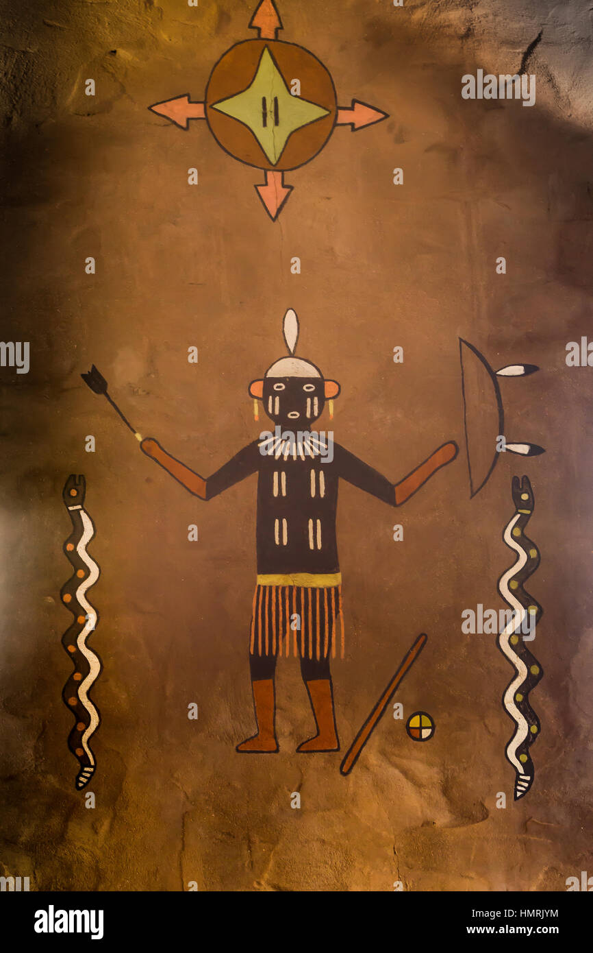 Painting of Pookongahoya, one of the twin war gods of Hopi myth, in the ...