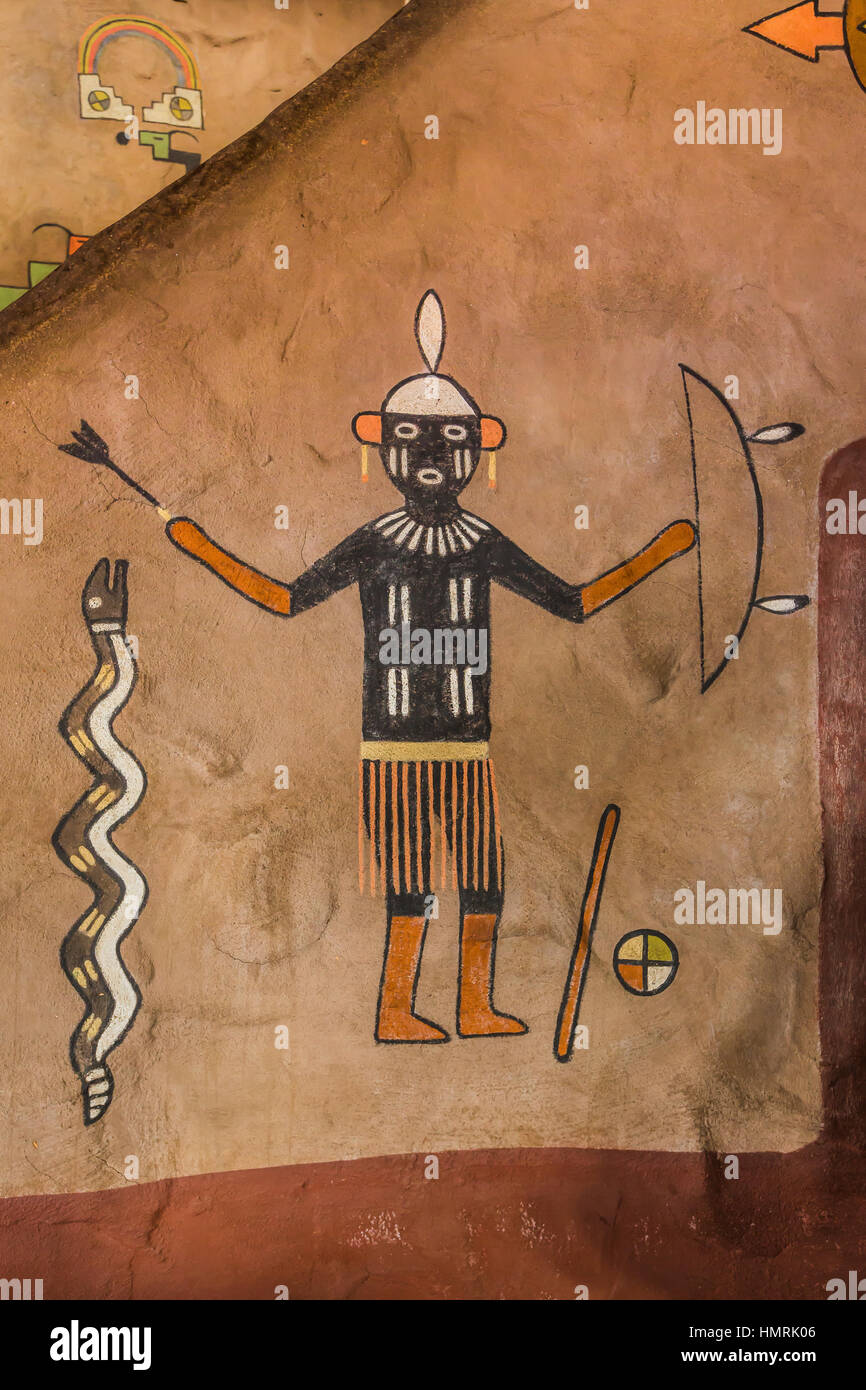 Painting of Pookongahoya, one of the twin war gods of Hopi myth, in the ...