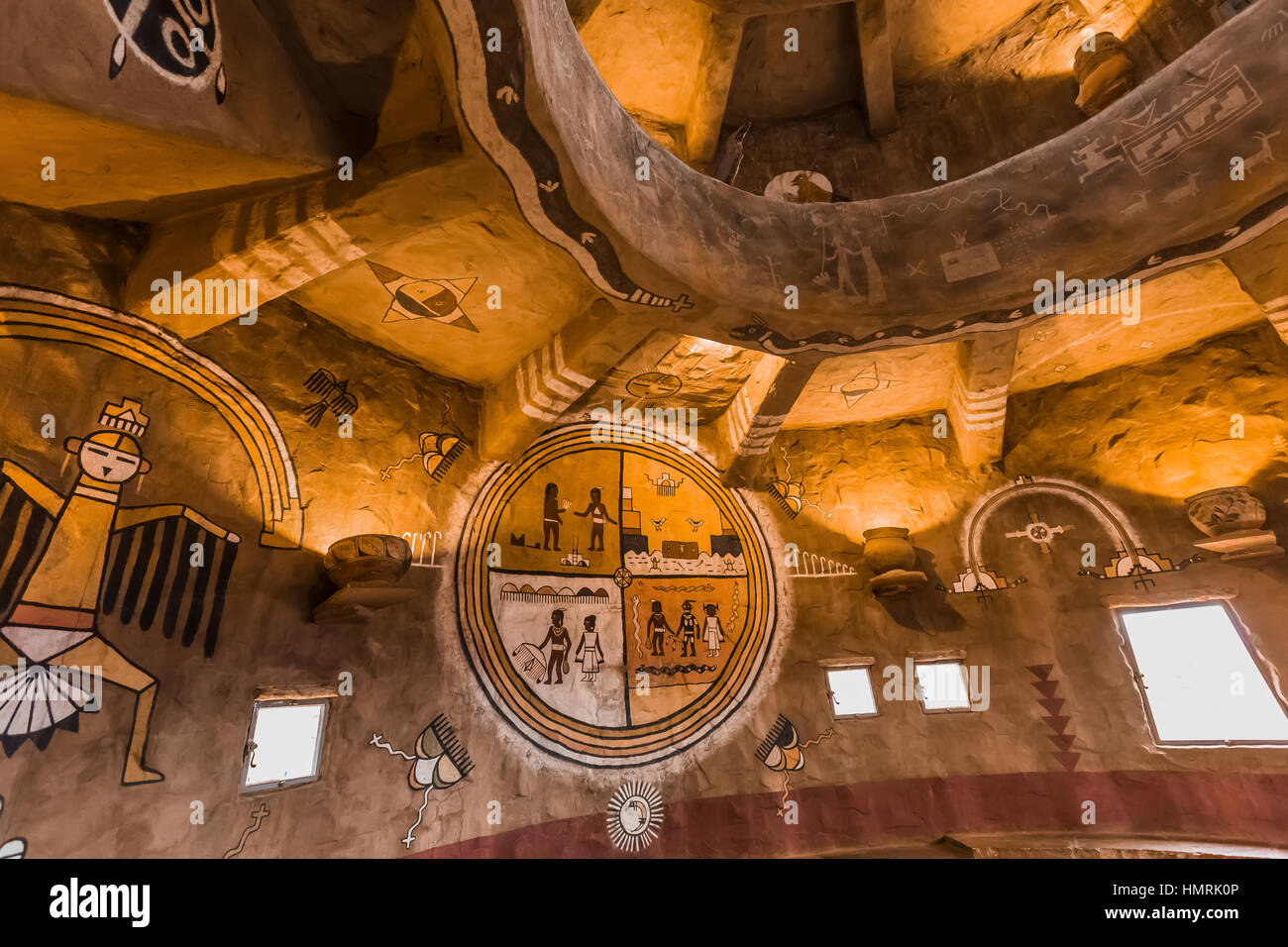 Circular painting depicting the Hopi Snake Legend, representing the ...