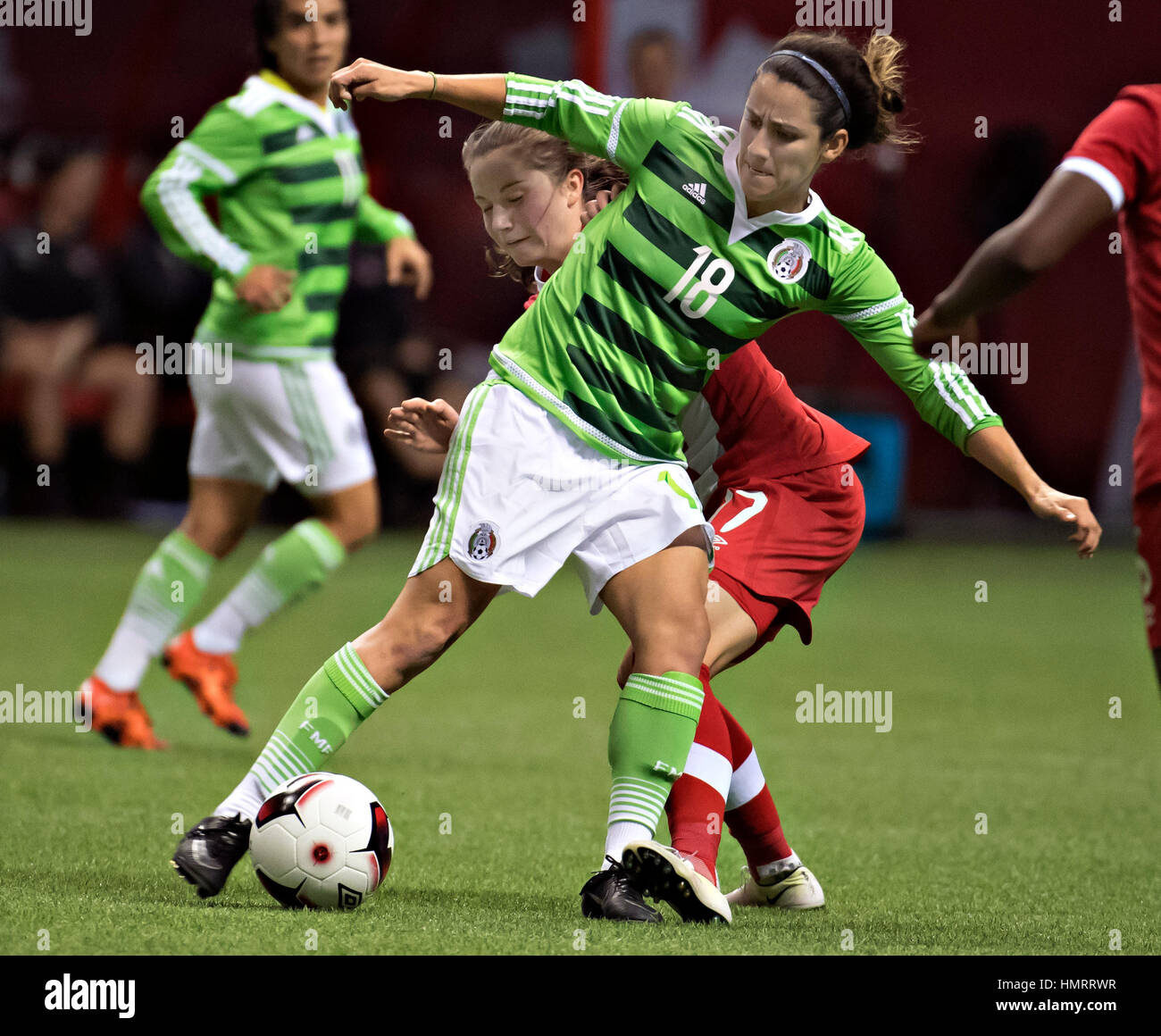 Vancouver, Canada. 4th Feb, 2017. Mexico's Ariana Calderon (Front) vies ...