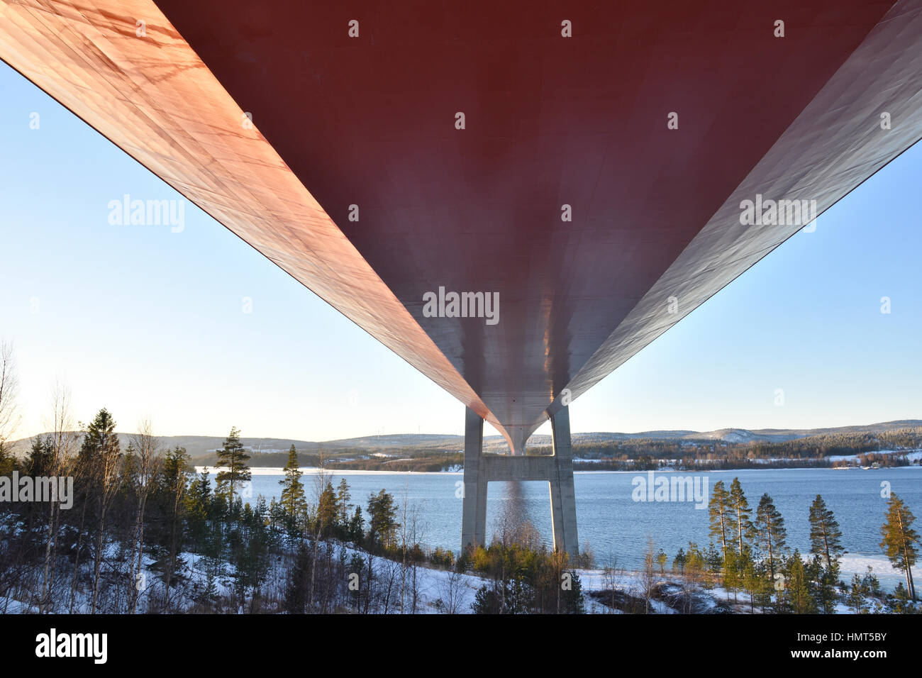 High coast bridge from below, picture from the North of Sweden Stock ...