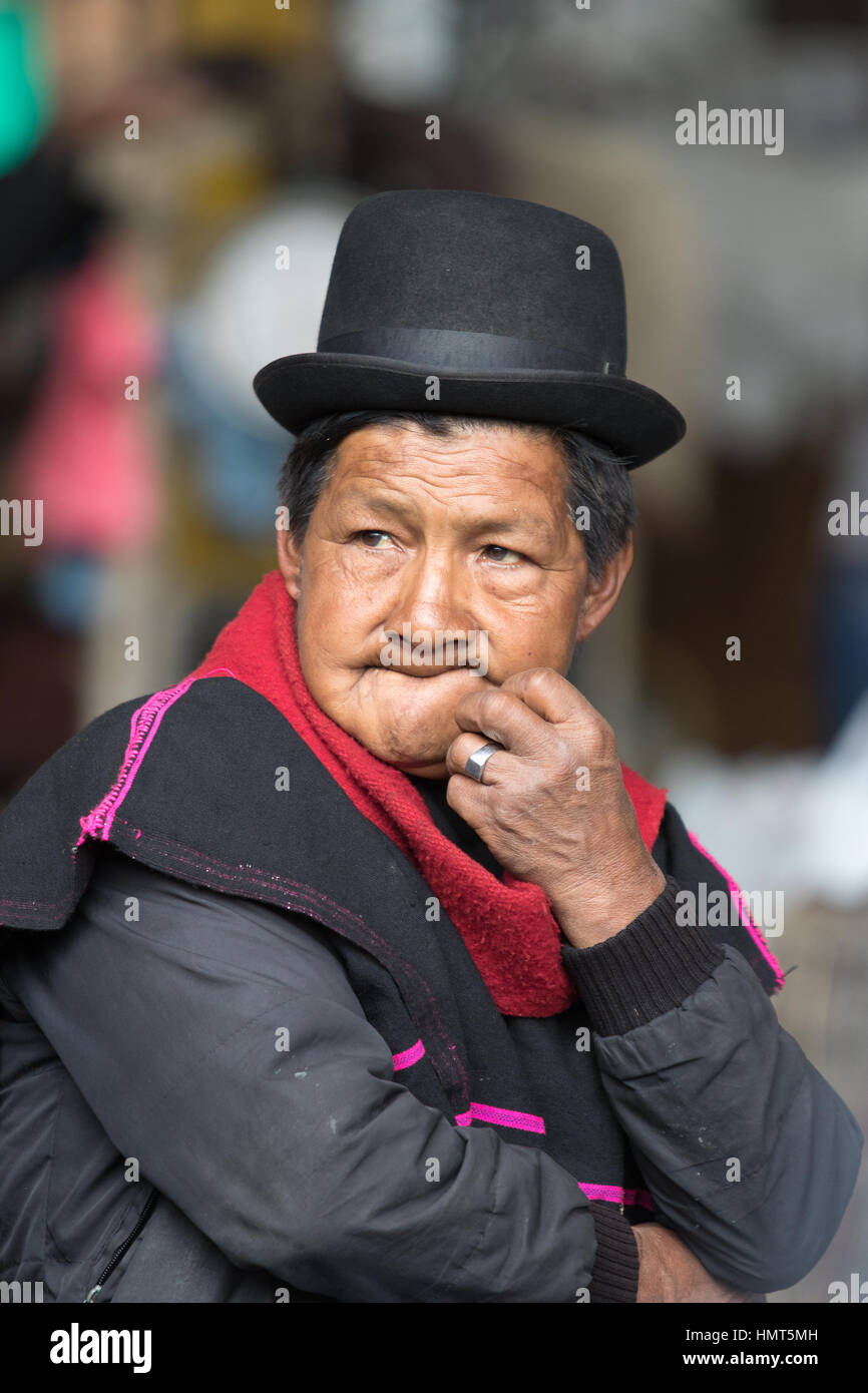 Guambiano indigenous man dressed traditionally clothing cauca hi-res ...