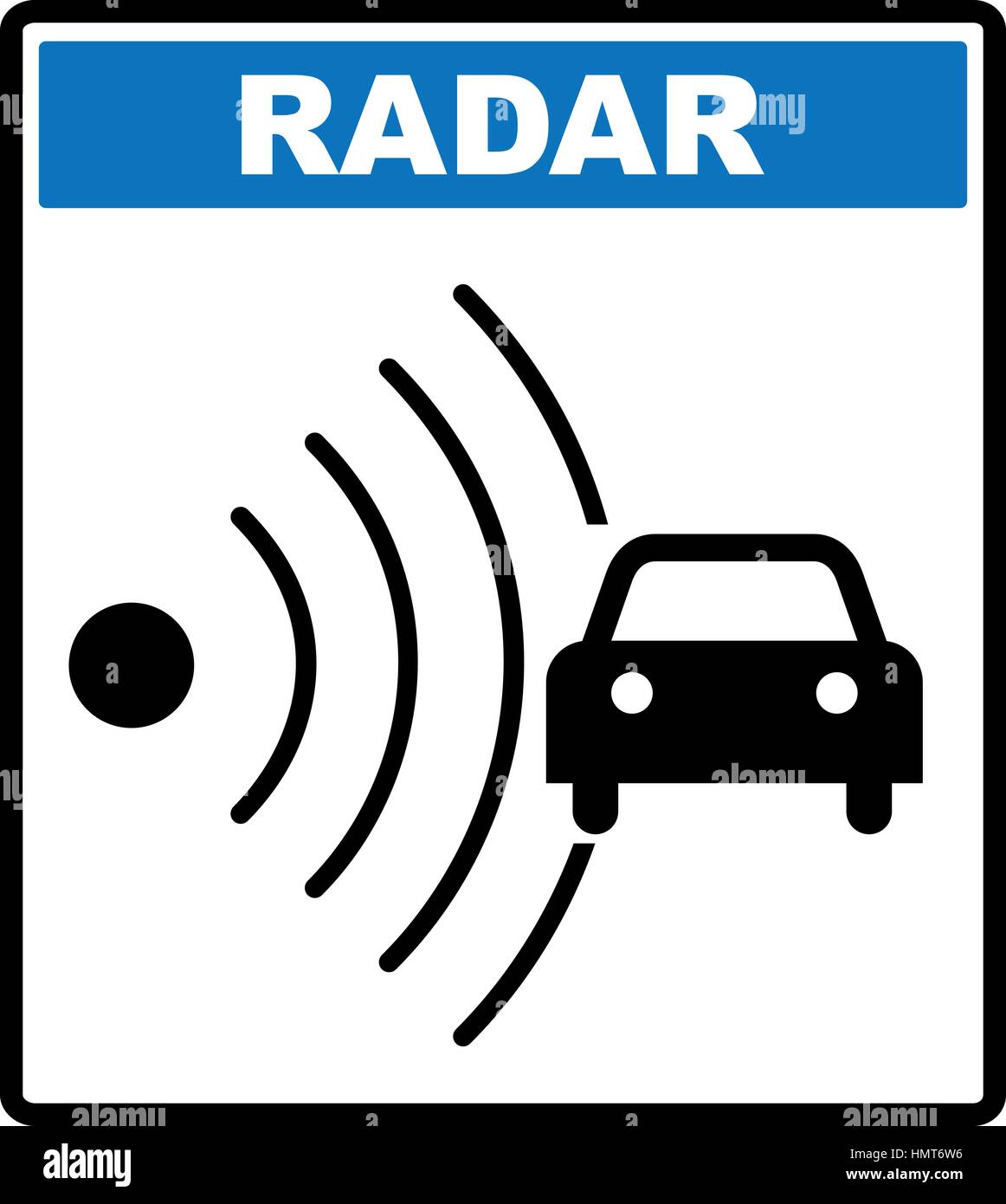 Speed road radar icon. Notice traffic symbol in blue circle isolated on ...