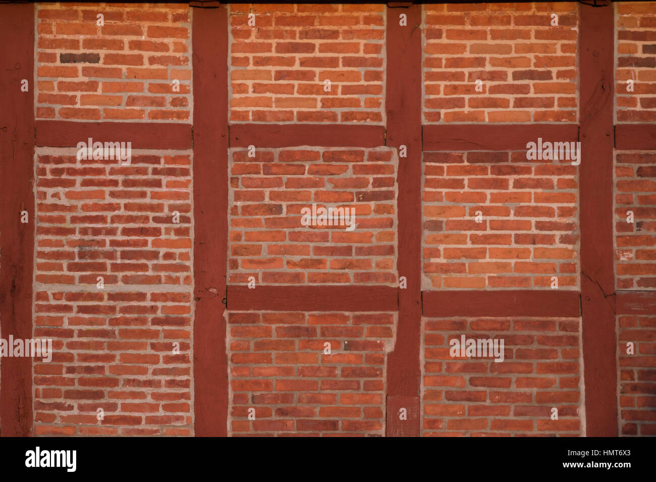 Half-timbered wall with bricks and oak timber Stock Photo - Alamy