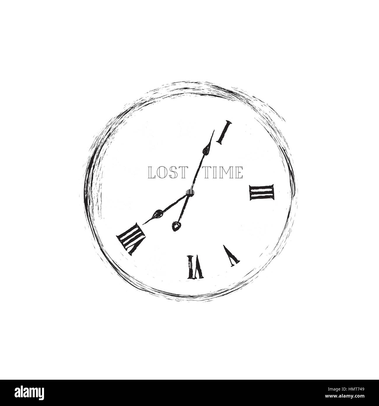 Lost time concept. Doodle watch dial with damaged numbers Stock Vector ...