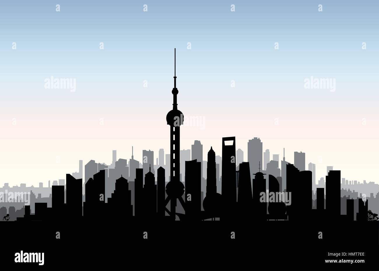 Shanghai city skyline. Chinese urban landscape. Shanghai cityscape with ...