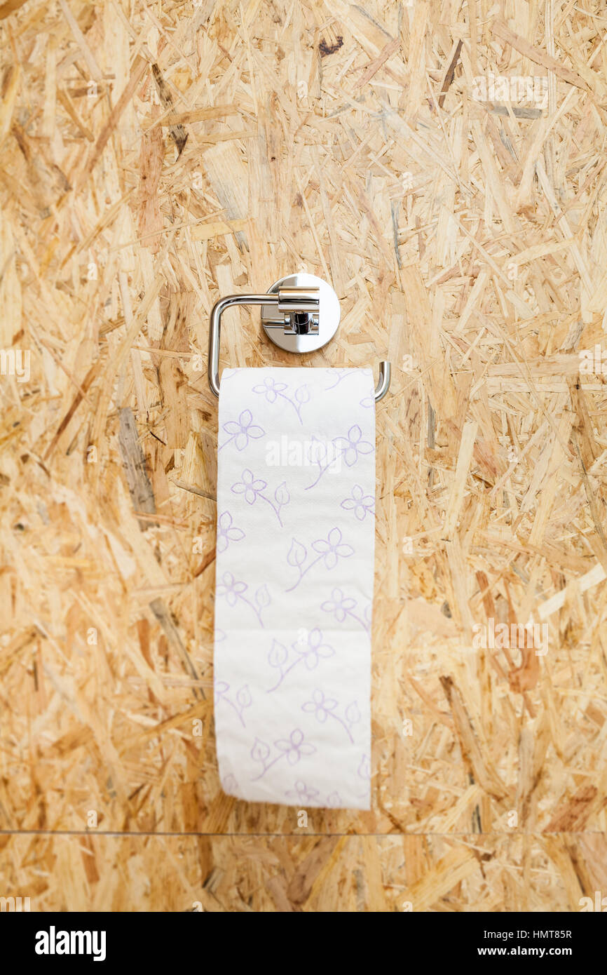 there toilet paper hanging on a toilet roll holder Stock Photo - Alamy