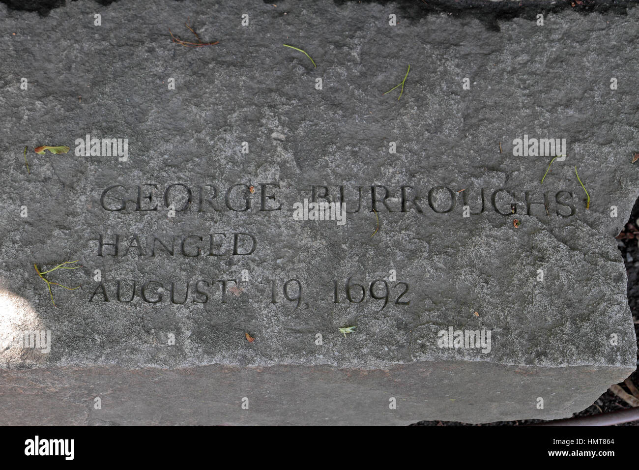 The memorial bench for George Burroughs, one victim of the Salem Witch ...