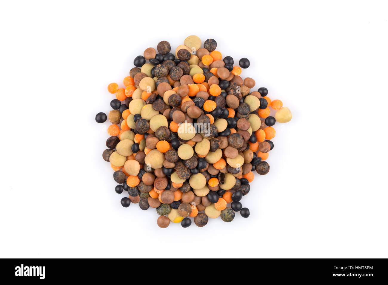Various lentils mix on a white background Stock Photo - Alamy