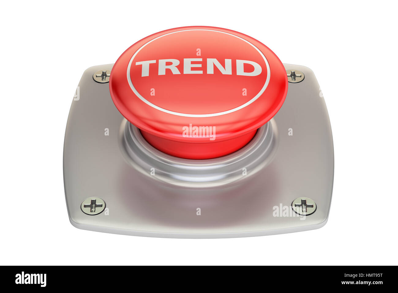 Trend red button, 3D rendering isolated on white background Stock Photo ...