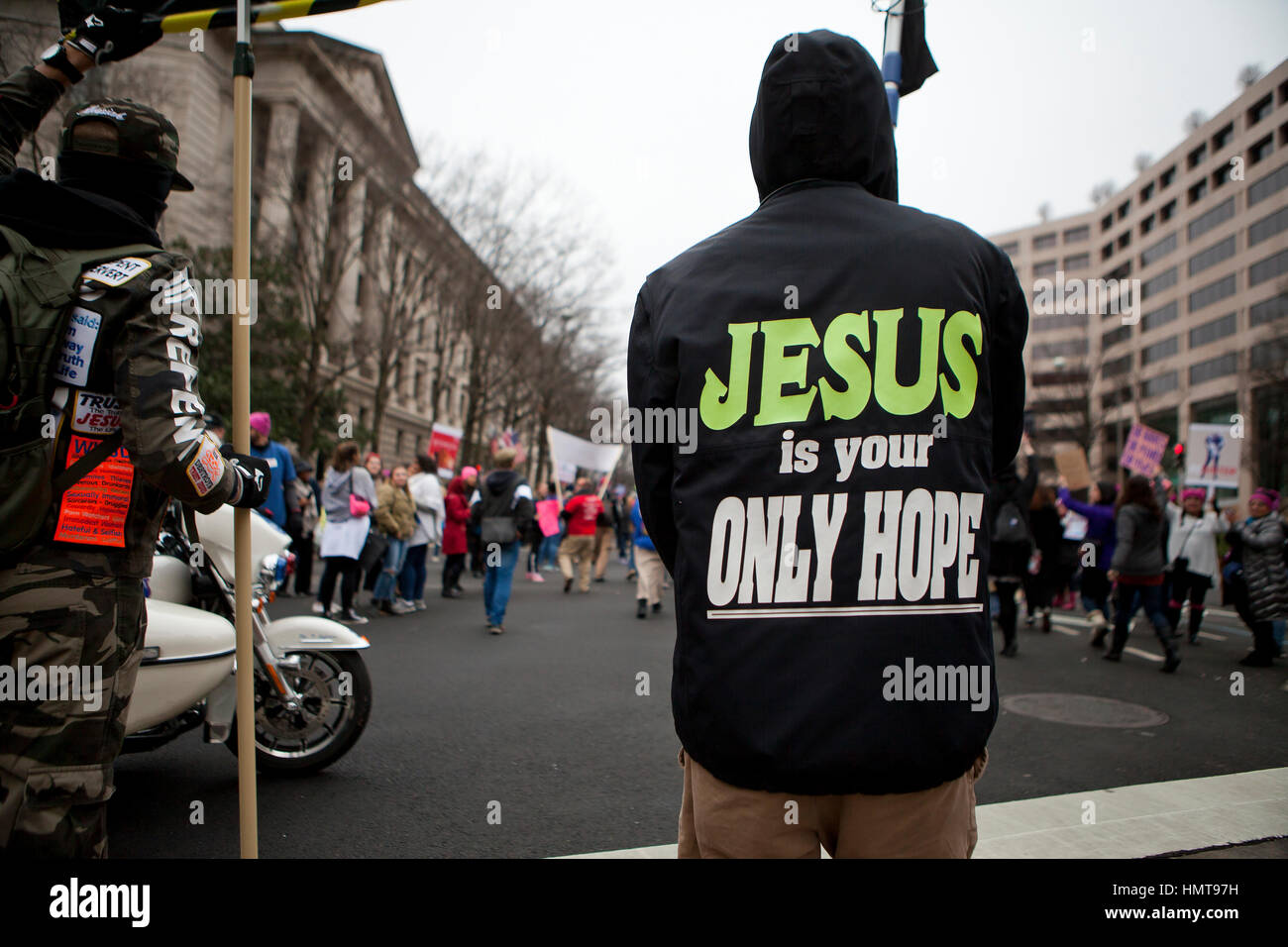 aChristian street preacher during Women's March, 2017 - Washington, DC ...
